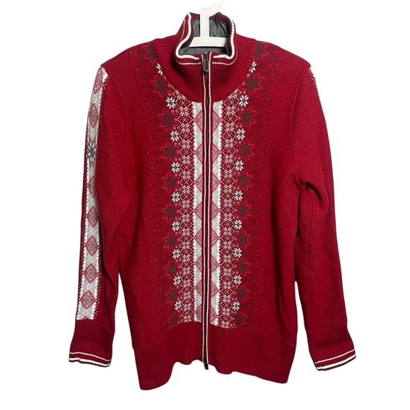 Eddie Bauer | Sweaters | Eddie Bauer Snowflake Faire Isle Full Zip ...